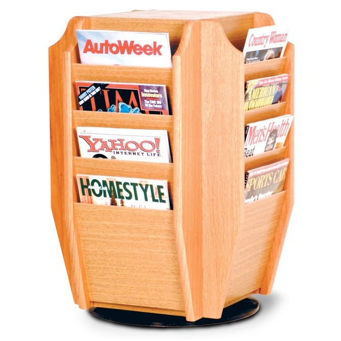 16 POCKET ROTATING WOODEN MAGAZINE COUNTER RACK – Braeside Displays