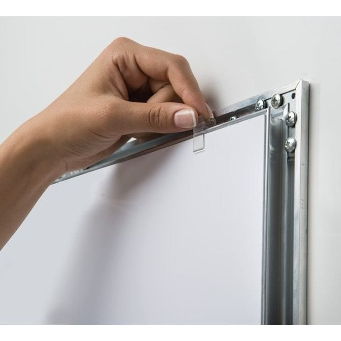 22" x 28" Slim Profile, Swing Open Poster Frame, Silver, Locking, Indo ...