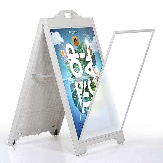 M&T Displays Two-Sided Street Sign Poster W/ Lens 24x36 White A-Frame ...